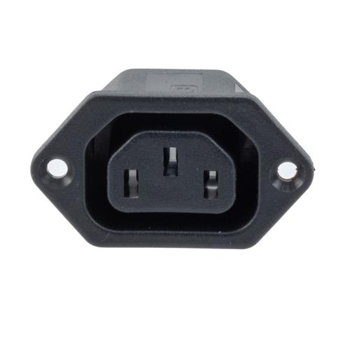 Flange-mount IEC Outlet for 60320-2-2/F, 6.3 mm solder tabs