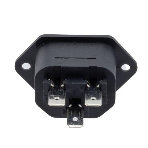 AC PEM 320-2-2/F Shuttered IEC Inlet Connector, Panel Flange Mount, 6.3 ...