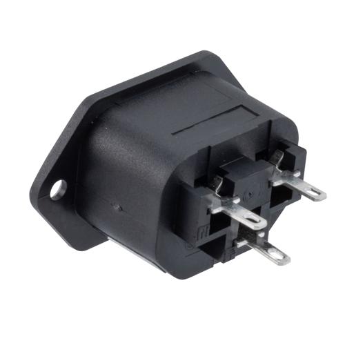 AC PEM 320-2-2/F Shuttered IEC Inlet Connector, Panel Flange Mount, 2.8 ...
