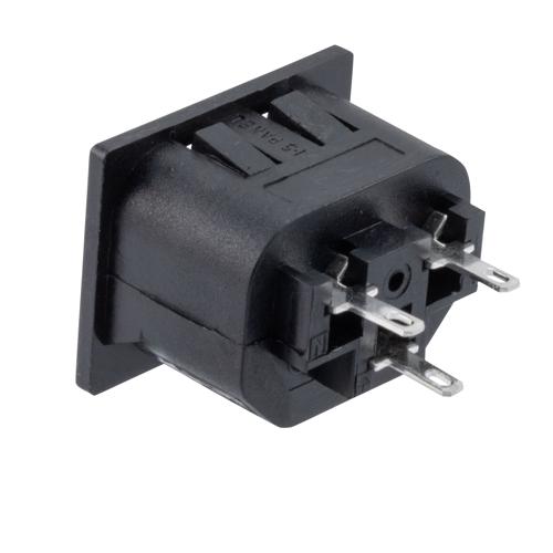 AC PEM 320-2-2/F IEC Inlet Connector, Snaps into 1.5 mm panel Mount, 2. ...