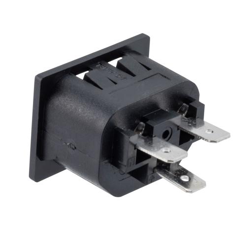 AC PEM 320-2-2/F IEC Inlet Connector, Snaps into 3.0 mm panel Mount, 6. ...