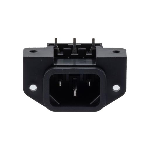 AC PEM C14, Panel Flange, Right Angle, Thru-hole PCB, Terminal Cover