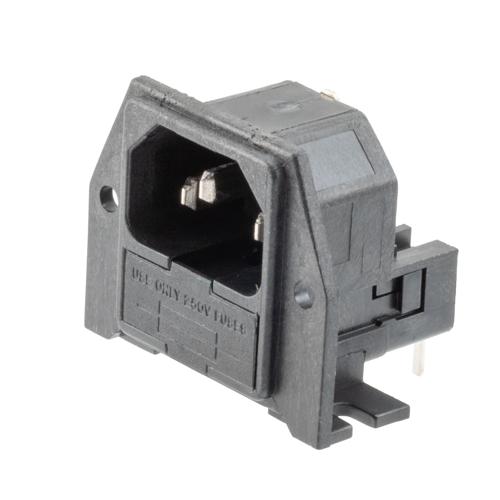 Twin-Fused IEC Inlet, Flange Mount, C14 Connector, PCB Spills, 5mm x ...