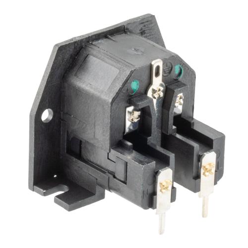 Twin-Fused IEC Inlet, Flange Mount, C14 Connector, PCB Spills, 5mm x ...