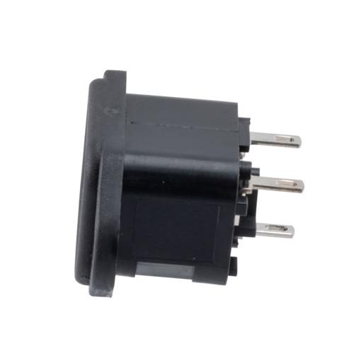 AC PEM C14, Panel Horizontal Flange, 2.8mm Solder tab