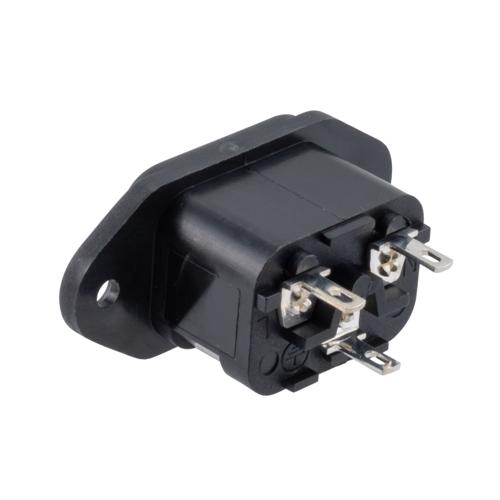 AC PEM C14, Panel Horizontal Flange, 2.8mm Solder tab