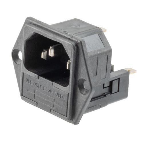 Twin-Fused IEC Inlet, Flange Mount, C14 Connector, 4.8 mm Tab ...