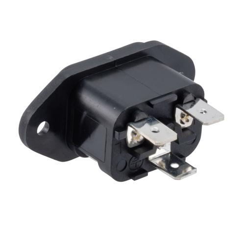 AC PEM C14, Panel Flange, 6.3mm Quick-connect