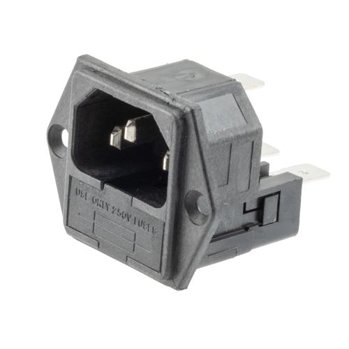Twin-Fused IEC Inlet, Flange Mount, C14 Connector, 6.3 mm Tab ...