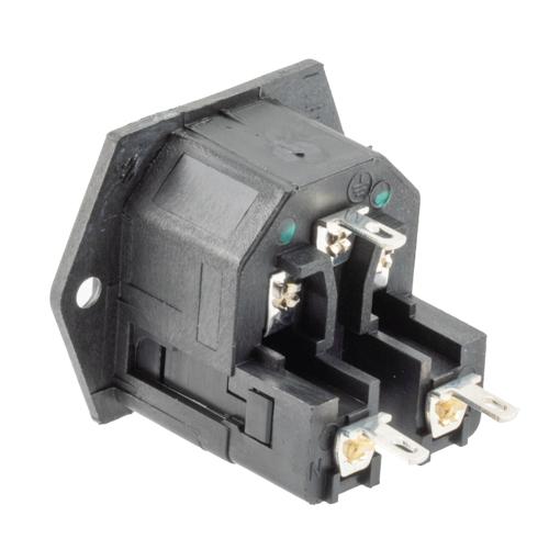 Twin-Fused IEC Inlet, Flange Mount, C14 Connector, 2.8 mm Tab ...