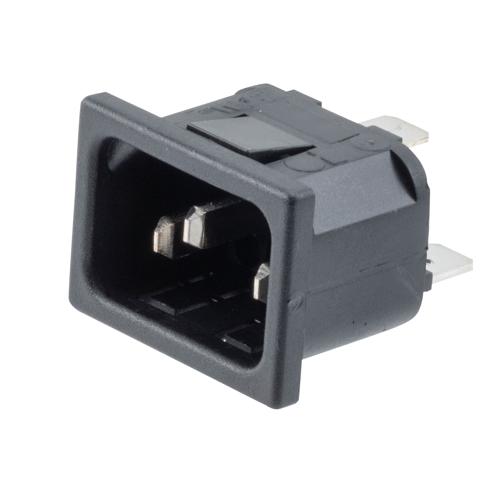 AC PEM C14, 1mm Panel Snap-In, 6.3mm Quick-connect