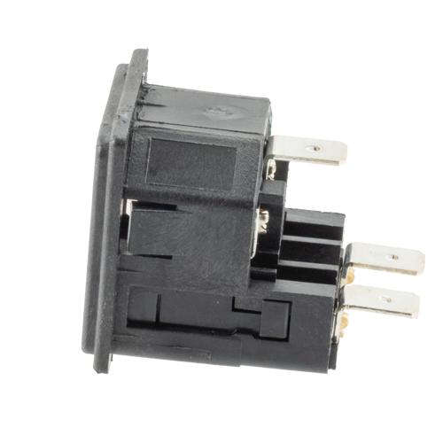 Twin-Fused IEC Inlet, Snap-Fit, Panel Mount, C14 Connector, 6.3 mm Tab ...