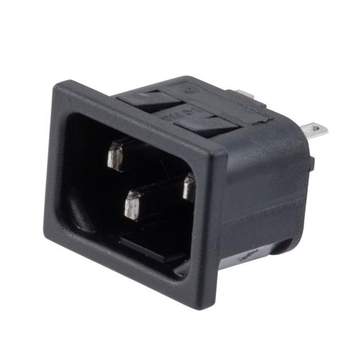 AC PEM C14, 1mm Panel Snap-In, 2.8mm Solder Tab Terminals