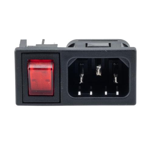 Horizontal Power Entry Module, Panel-Mount, C14 Inlet, Illuminated Red ...