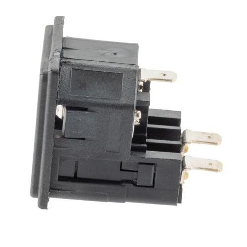 Twin-Fused IEC Inlet, Snap-Fit, Panel Mount, C14 Connector, 4.8 mm Tab ...