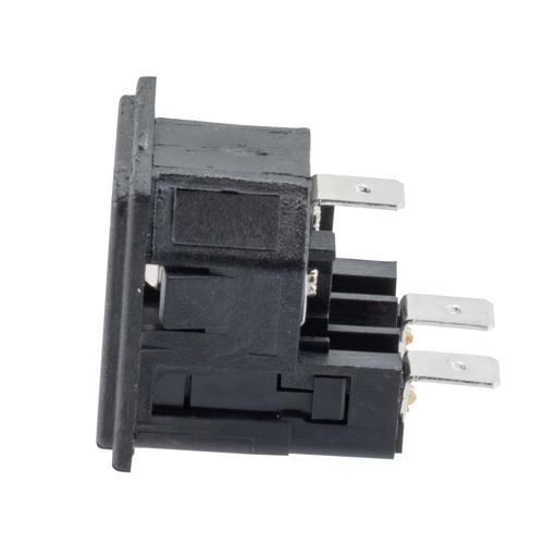 Twin-Fused IEC Inlet, Snap-Fit, Panel Mount, C14 Connector, 6.3 mm Tab ...