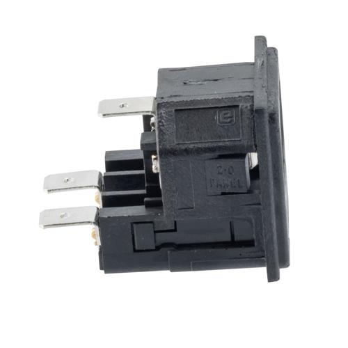 Twin-Fused IEC Inlet, Snap-Fit, Panel Mount, C14 Connector, 6.3 mm Tab ...