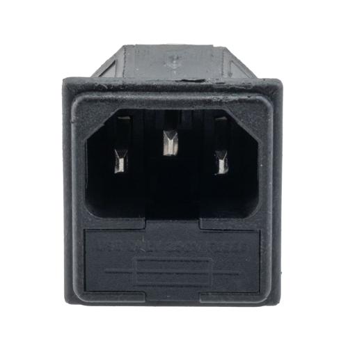 Twin-Fused IEC Inlet, Snap-Fit, Panel Mount, C14 Connector, 6.3 mm Tab ...
