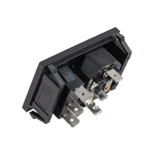 AC PEM C14, 1.0 to 3.0mm Horizontal Panel Snap-In, 6.3mm Quick-connect ...