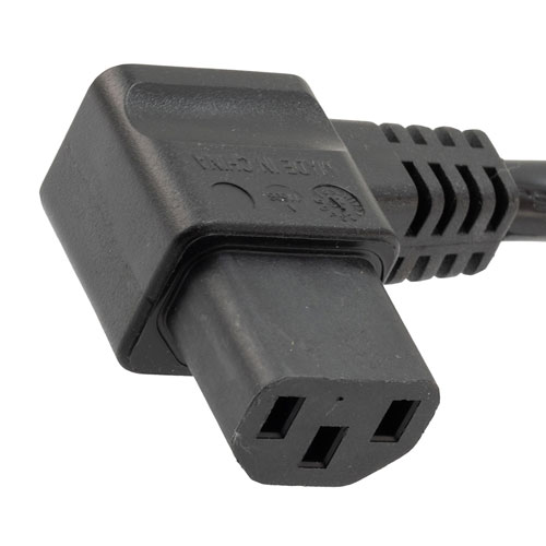 C14 to Right Angle C13, Antimicrobial Jacket, 15 Amp, 3 feet