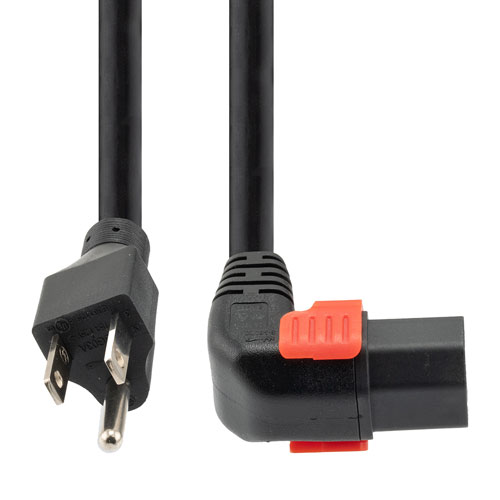 IEC LOCK C13+ Down angled to NEMA 5-15P, 15A, 125V, 10ft
