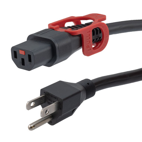 IEC LOCK C13+ to NEMA 5-15P, 15A, 125V, 6ft