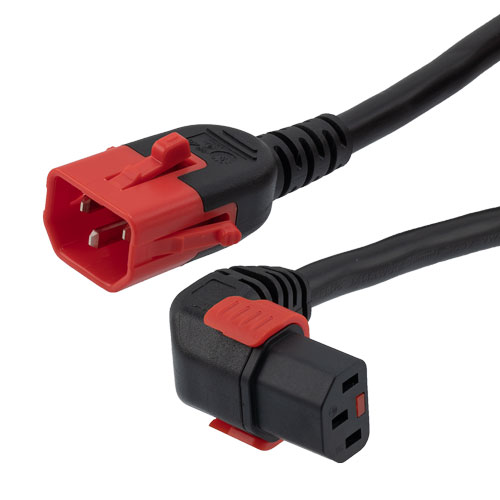 IEC LOCK C13+ Down to Dual lockingC14, 15A, 250V, 3ft