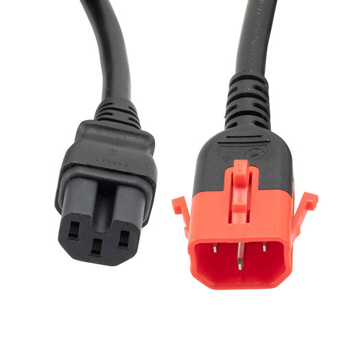 C15 to Dual locking C14, 15A, 250V, 10ft