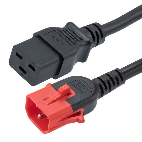 C19 to Dual locking C14, 15A, 250V, 3ft