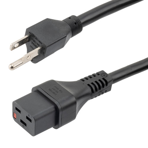 IEC LOCK C19 to NEMA 5-15P, 15A, 125V, 10ft