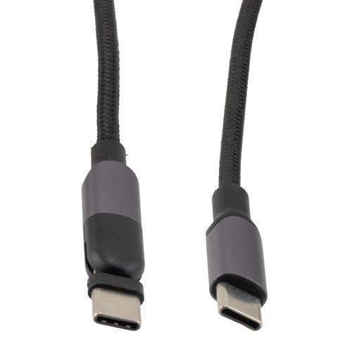 180 degrees Rotating Head, USB 2.0 C to C, M/M, 100 Watt, Black Nylon ...