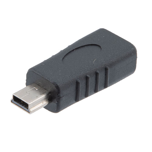 USB 2.0 Mini B Male to USB 2.0 Micro B Female Adapter, 480 Mbps, Black