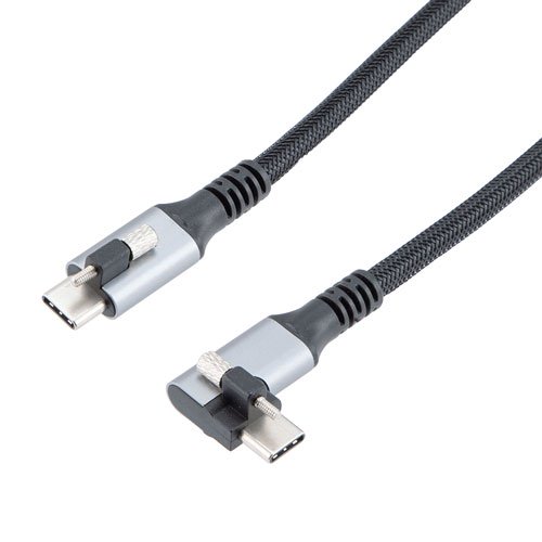 USB 3.2 Locking Cable, Type C Male Top Screw to Left Angle Top Screw ...