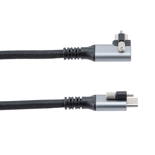 USB 3.2 Locking Cable, Type C Male Top Screw to Left Angle Top Screw ...