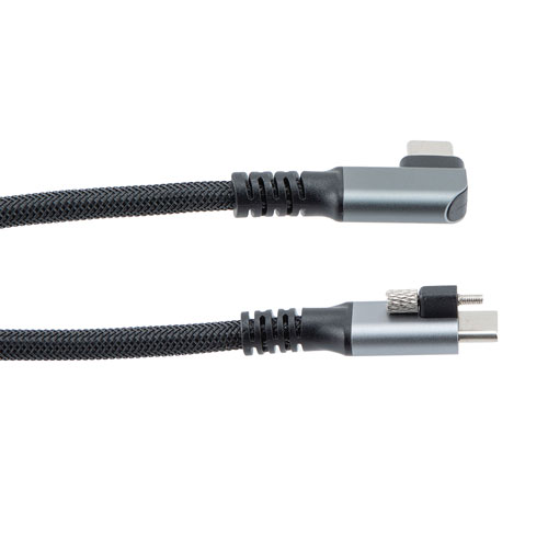 USB 3.2 Locking Cable, Type C Male Plug Top Screw to Right Angle Type C ...