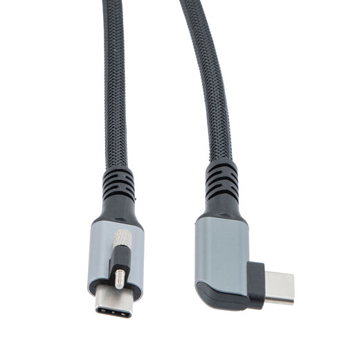 USB 3.2 Locking Cable, Type C Male Plug Top Screw to Right Angle Type C ...