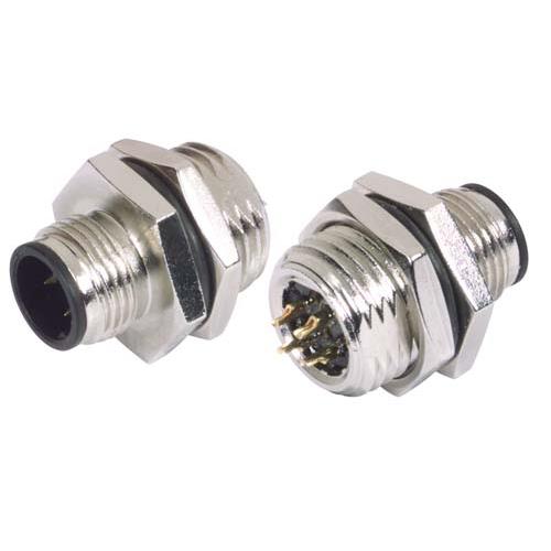 M12 4 Position D Code Male Panel Mount Receptacle, Rear Mounting and ...