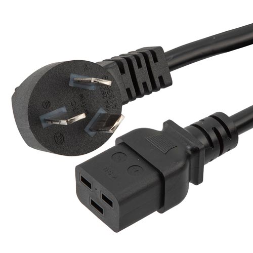 GB2099 Round Type I Downward Angle to C19 International Power Cord - 16 Amp - 2M
