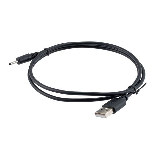 DC Power Cable, USB To 2.5mm/0.7mm Male, PVC, Black, 24 AWG, 3-Foot