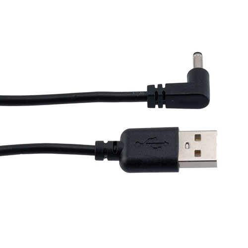 DC Power Cable, USB To Right Angle 3.5mm/1.35mm Male, PVC, Black, 24 ...