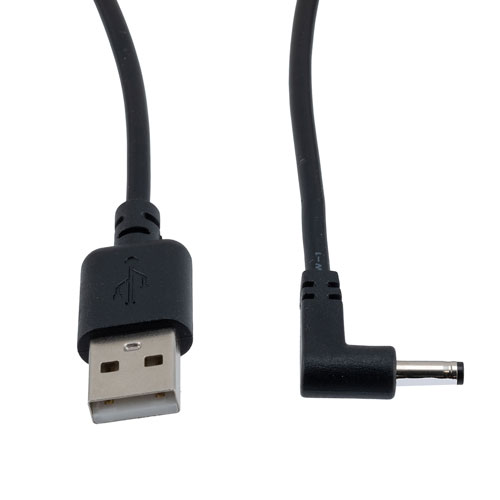 DC Power Cable, USB To Right Angle 3.5mm/1.35mm Male, PVC, Black, 24 ...