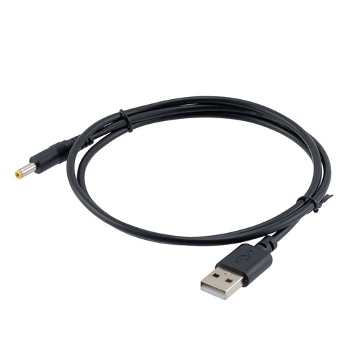 DC Power Cable, USB To 4.0mm/1.7mm Male, PVC, Black, 24 AWG, 3-Foot