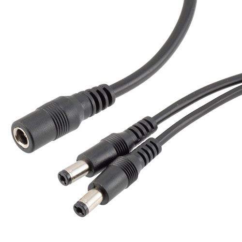 DC Power Cable, 2 Way Split, 5.5mm/2.1mm Male To Female, PVC, Black, 22 ...