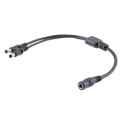 DC Power Cable, 2 Way Split, 5.5mm/2.1mm Male To Female, PVC, Black, 22 ...