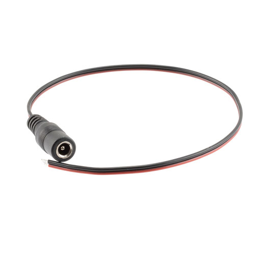 DC Power Cable, 5.5mm/2.1mm Female To Open, PVC, 22 AWG, 2-Foot