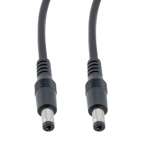 DC Power Cable, 5.5mm/2.1mm Male To Male, PVC, Black, 22 AWG, 3-Foot