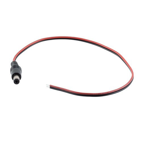 DC Power Cable, 5.5mm/2.1mm Male To Open, PVC, 22 AWG, 2-Foot