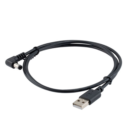 DC Power Cable, USB To Right Angle 5.5mm/2.1mm Male, PVC, Black, 24 AWG ...