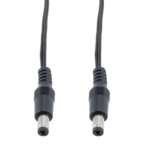 DC Flat Power Cable, 5.5mm/2.1mm Male To Male, PVC, Black, 22 AWG, 3-Foot