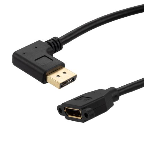 DisplayPort Cable, Panel Mount Female to Left Angle Male, 8K Resolution ...